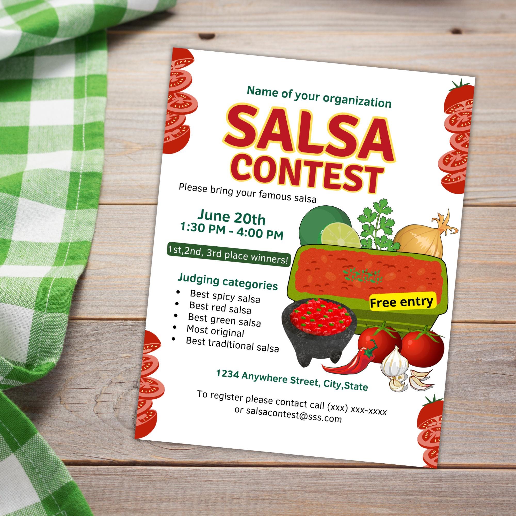Salsa Contest Flyer, Cooking Competition, Salsa Showdown, Community ...