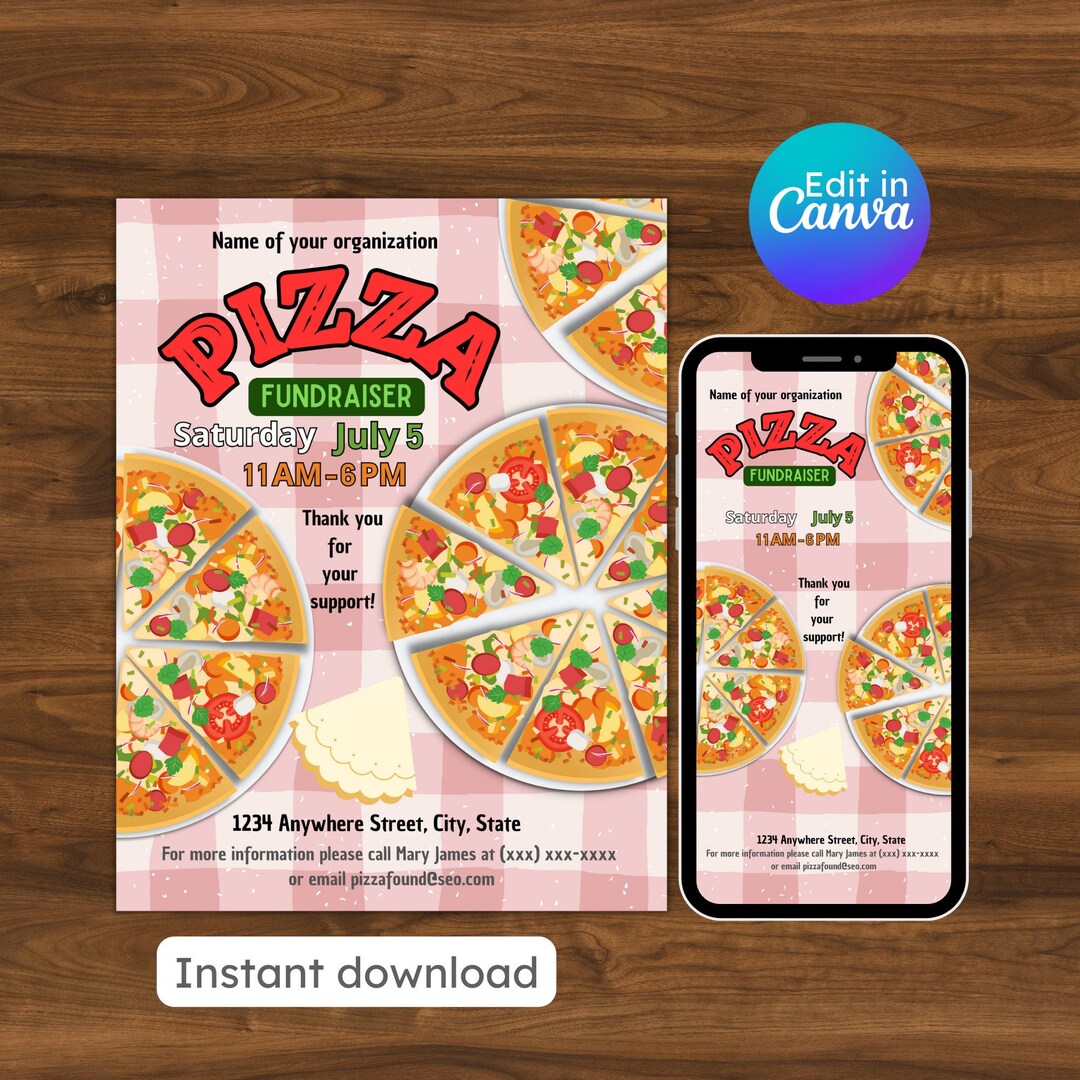 Pizza Fundraiser Flyer: Editable Event Template (digital Download) - Etsy