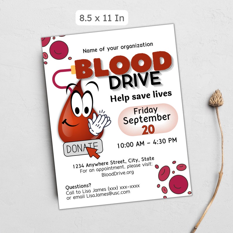 Blood Drive Flyer, Donate Blood, Donations Drive, Nonprofit Donation ...