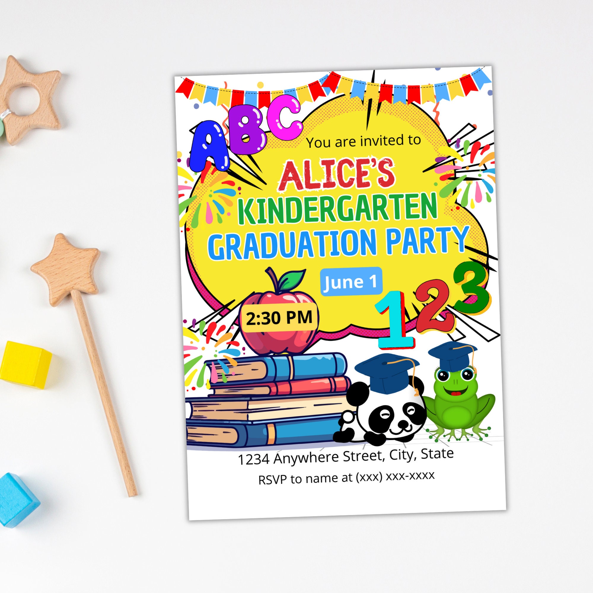 Kindergarten Graduation Party Invitation: Editable Class of 2024 ...