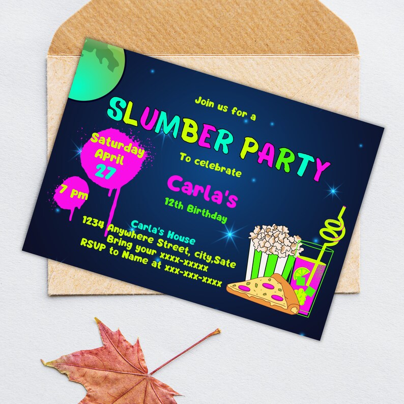 Slumber Party Invitation Slumber Party Invit Sleepover Party Invite