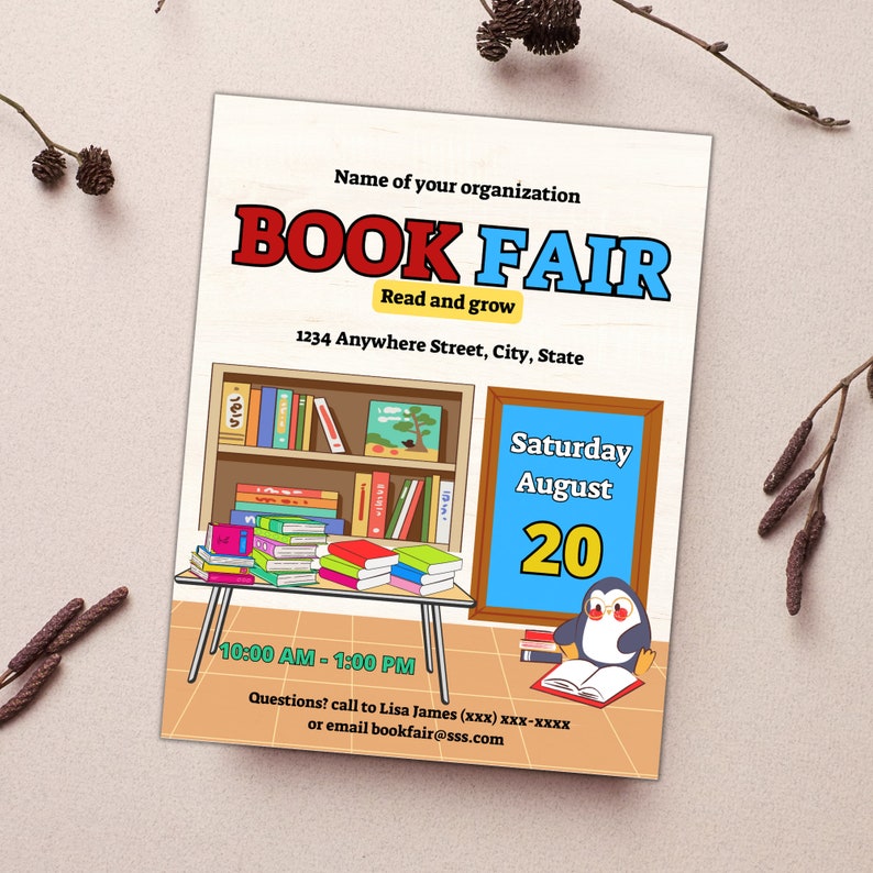 Book Fair Flyer Scholastic Book Fair Reading Party School Fundraiser ...