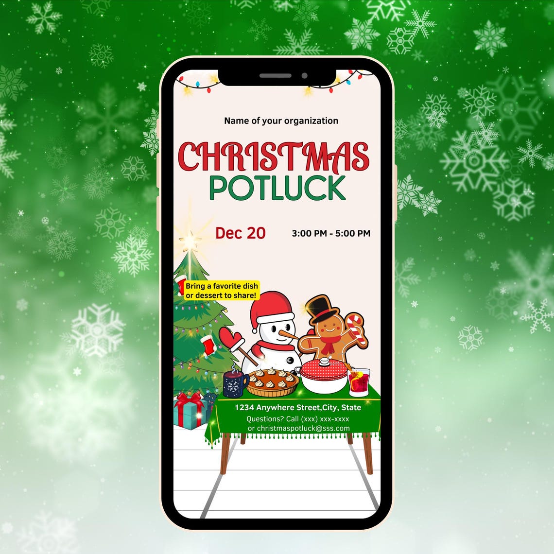 Christmas Potluck Flyer Holiday Invitation Office Potluck Christmas ...