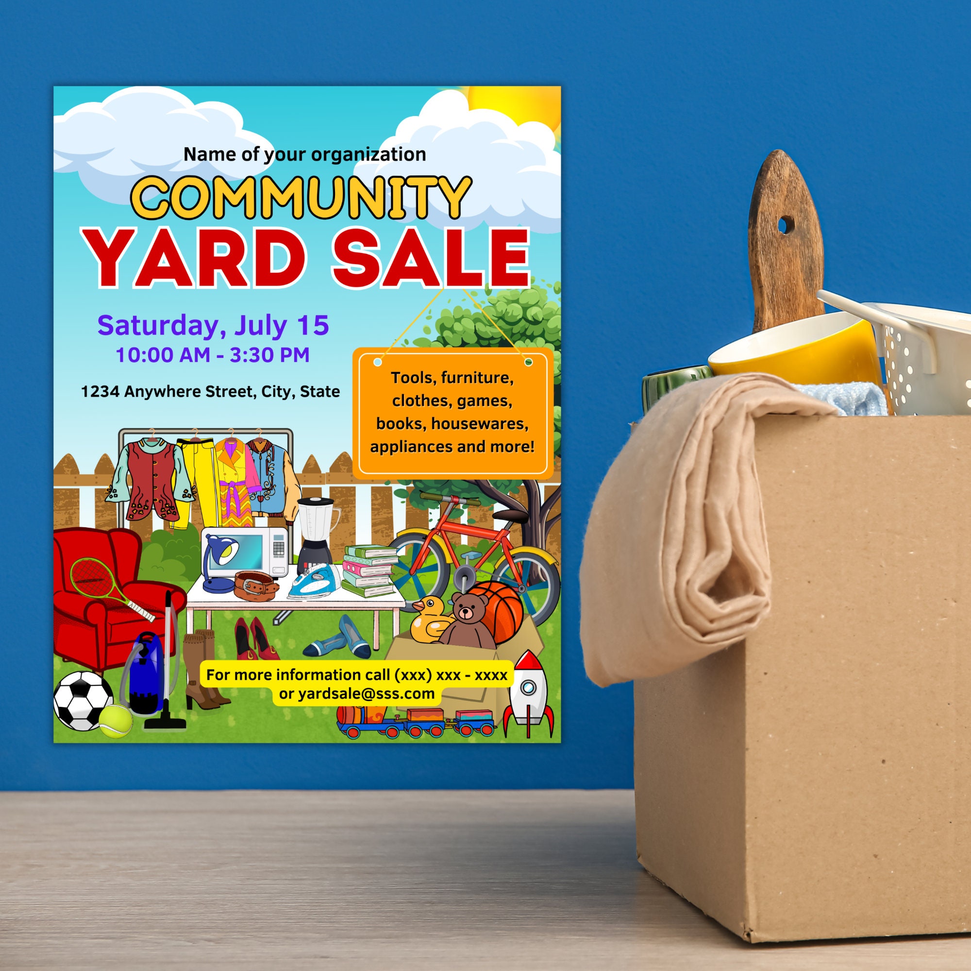 Community Yard Sale Flyer, Neighborhood Garage, Pta Flyer Yard Sale ...