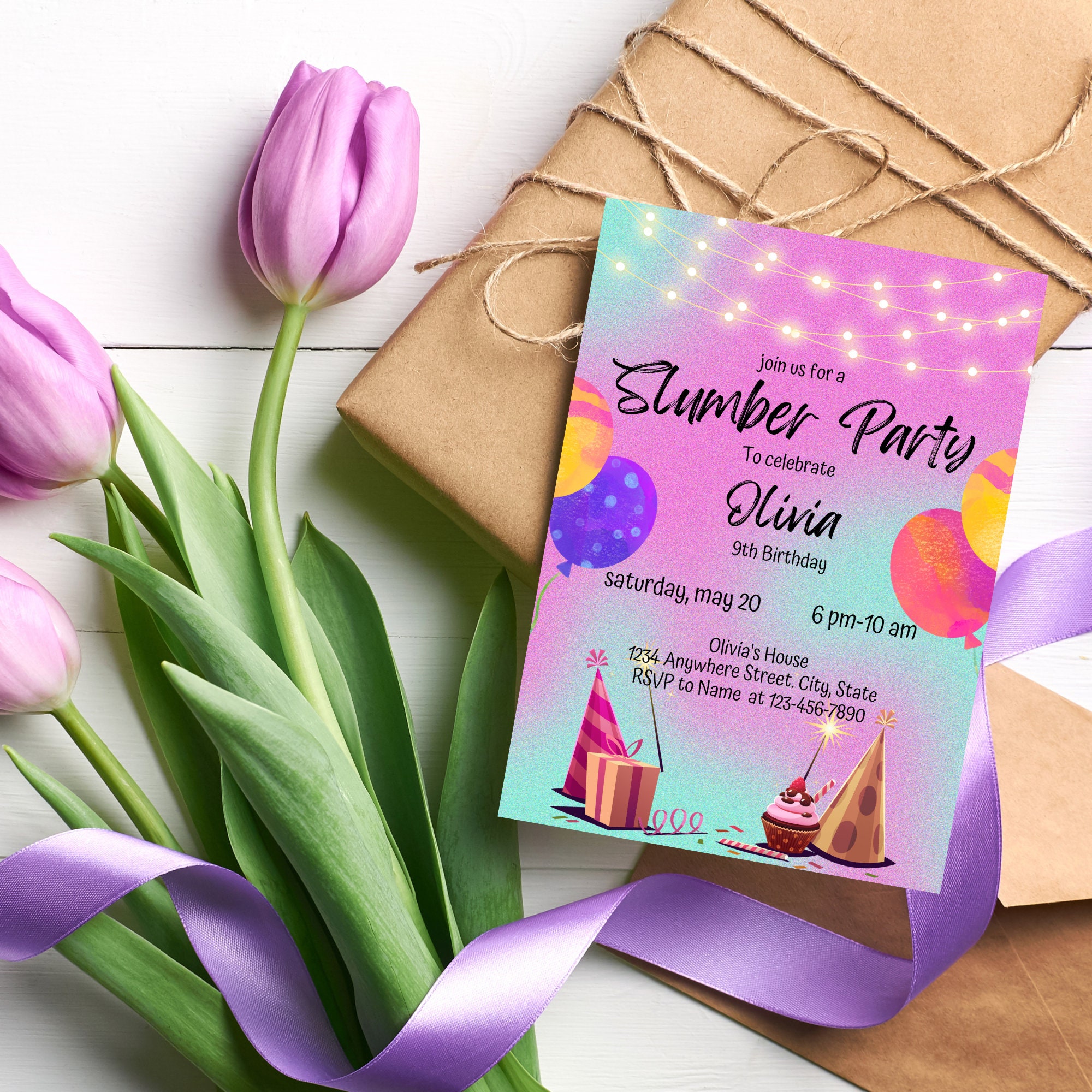 Editable Slumber Party Invitation Pajamas Party Slumber Party Invit