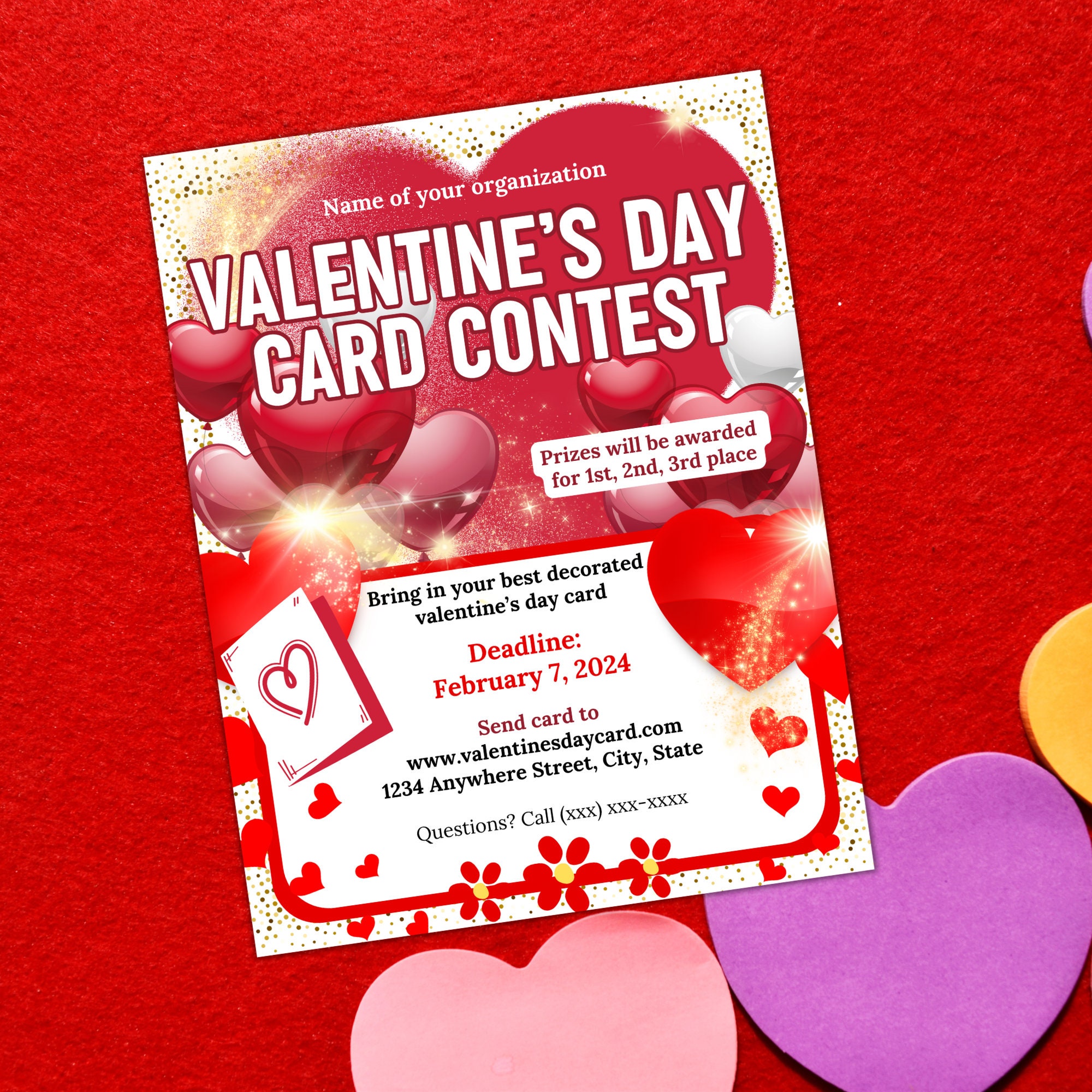 Valentine's Day Card Contest Flyer Community Event Cute Love Card Funny ...