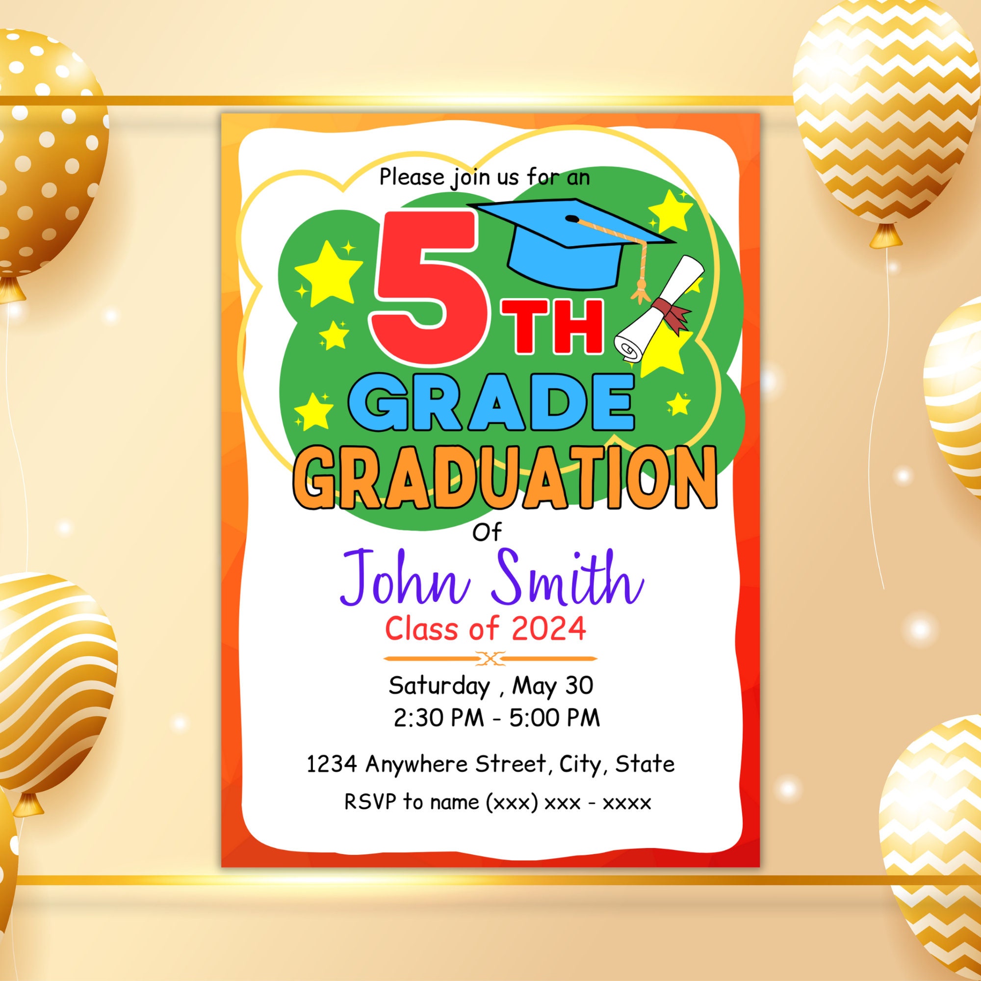 5th Grade Graduation Invitation Wording School Classroom Grad Ceremony