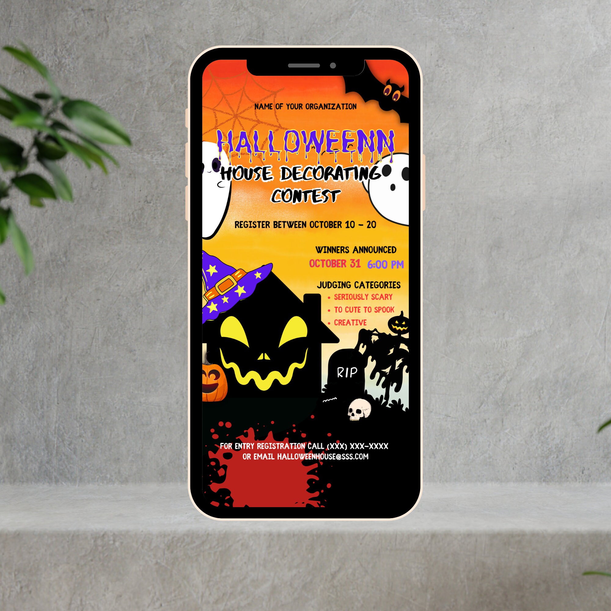 Halloween House Decorating Contest Flyer Haunted House Spooky Season ...