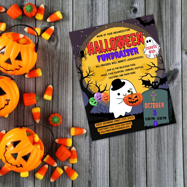 Halloween Fundraiser Flyer Trick or Treat School Event Costume Party ...