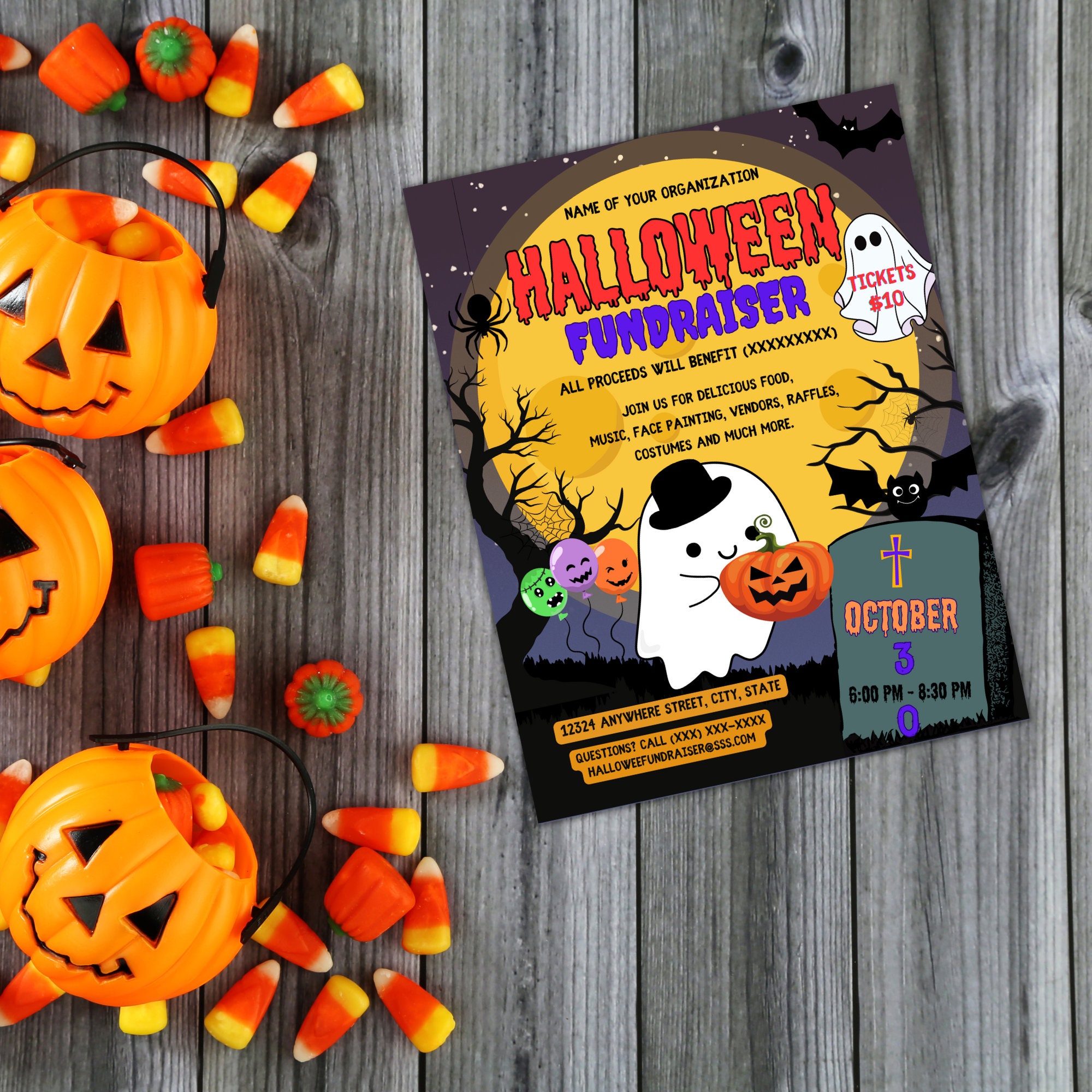 Halloween Fundraiser Flyer Trick or Treat School Event Costume Party ...