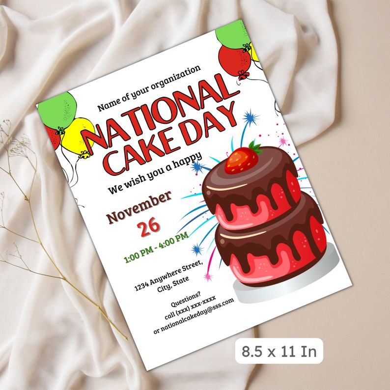 National Cake Day Flyer, Birthday Card, Any Occasion, Cake Parade ...