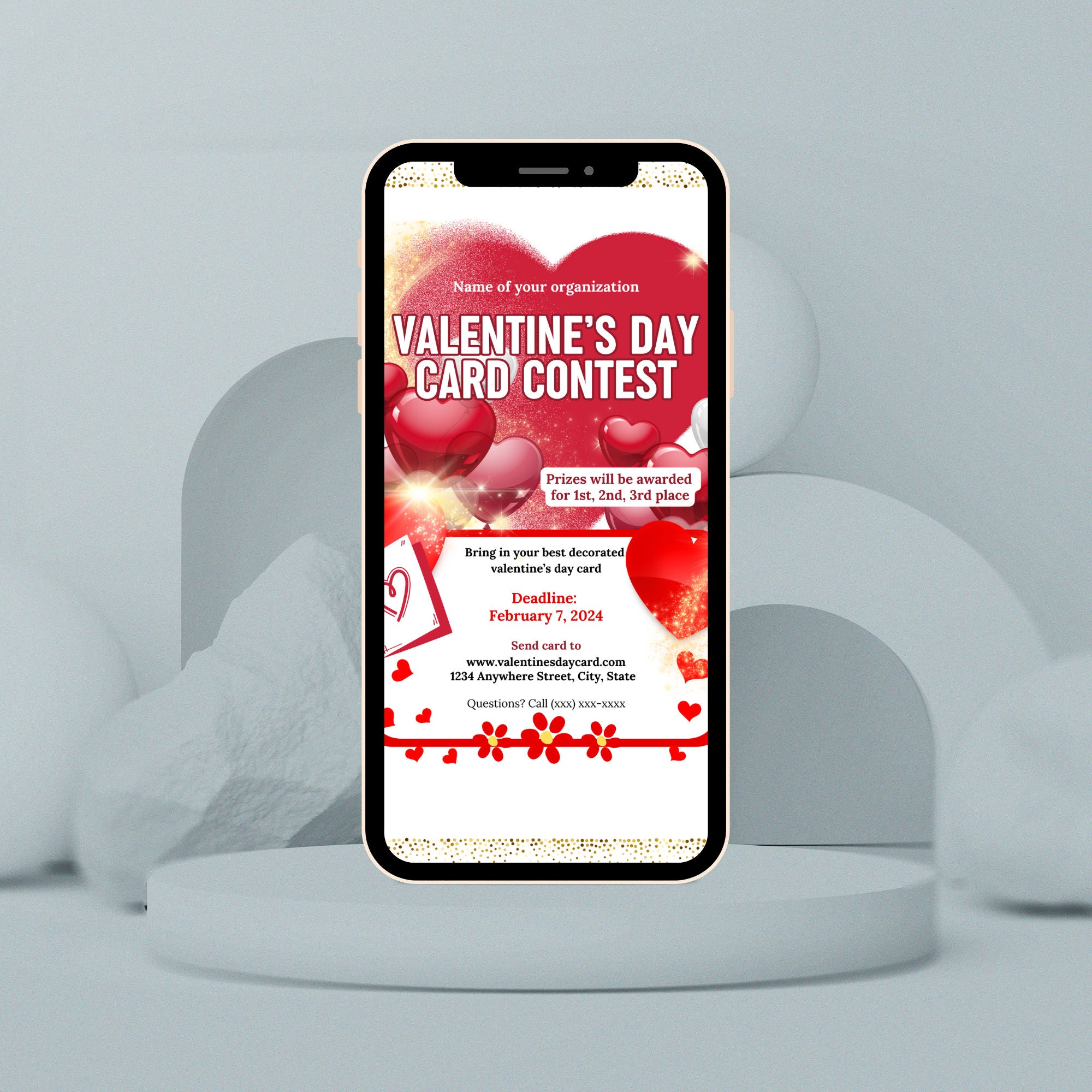 Valentine's Day Card Contest Flyer Community Event Cute Love Card Funny ...