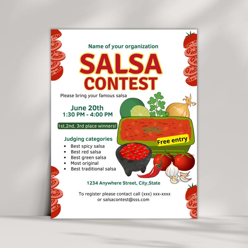 Salsa Contest Flyer, Cooking Competition, Salsa Showdown, Community ...