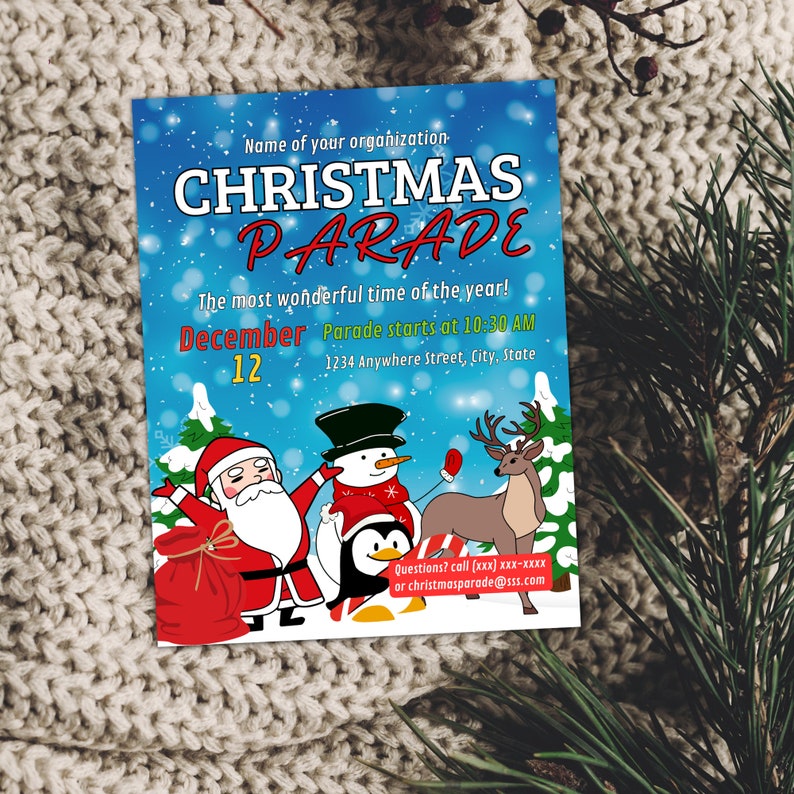 Christmas Parade Flyer, Santa Claus, Community Event, Main Street USA ...