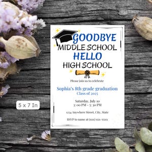 Goodbye Middle School Invitation, 8th Grade Graduation, High School ...