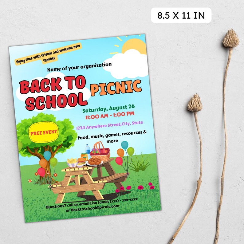 Back to School Picnic Flyer Bbq Picnic School Fundraiser Grill Out ...