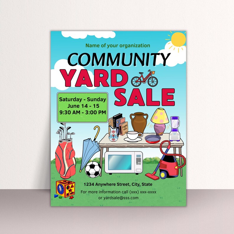Community Yard Sale Flyer, Neighborhood Sale, Charity Event Invite ...
