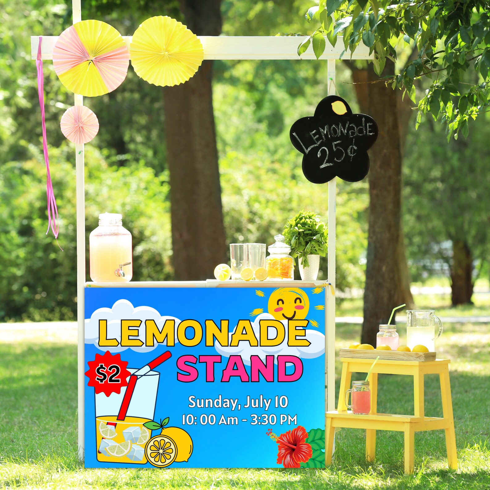 Lemonade Stand Sign, Ice Cold Lemonade, Personalized Sign, Summer Party ...