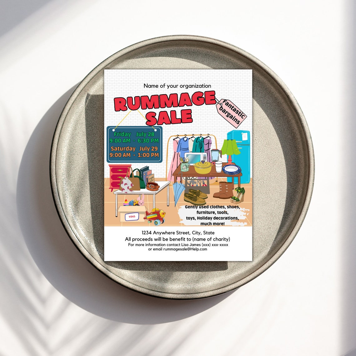 Rummage Sale Flyer, Neighborhood Yard Sale, Garage Sale Flyer Template ...