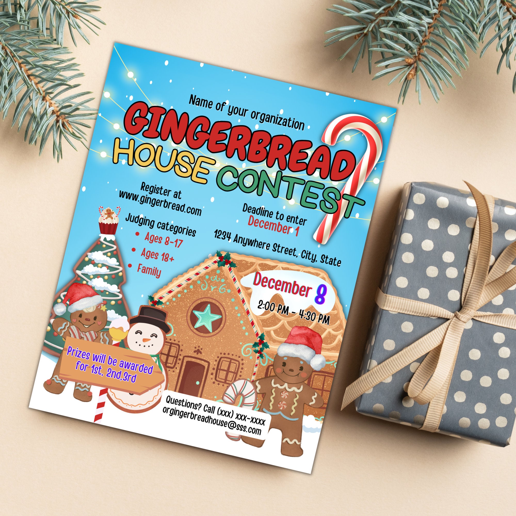 Gingerbread House Contest Flyer Cooking Decorating Christmas Cookie ...