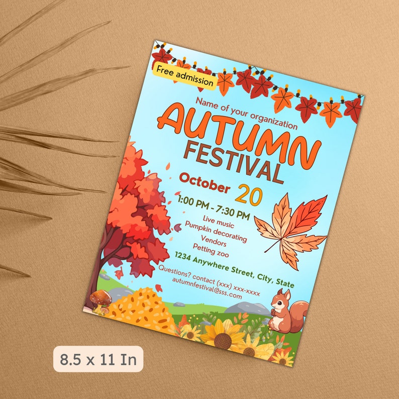 Autumn Festival Flyer Fall Invitation School Pto Pta Pumpkin Festival ...