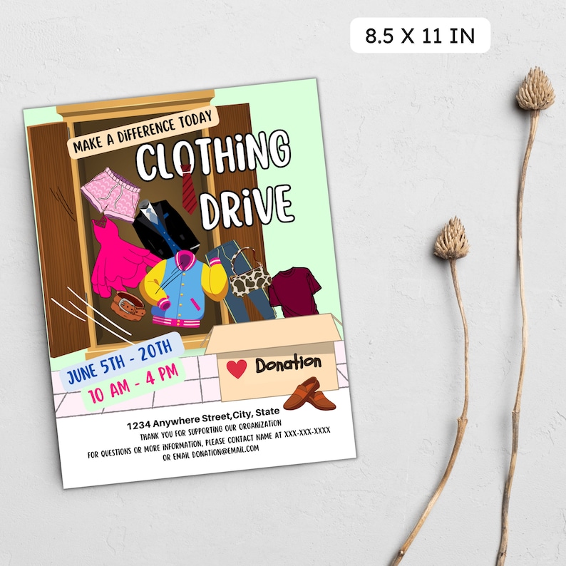 Clothing Drive Flyer Editable Clothing Drive School Fundraiser ...