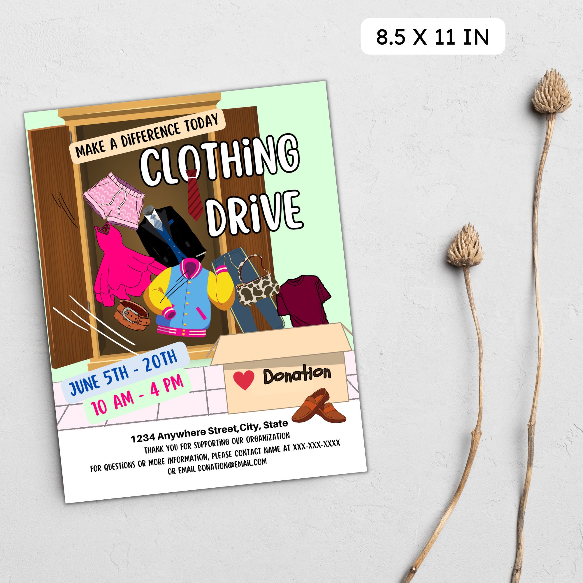 Clothing Drive Flyer Editable Clothing Drive School Fundraiser ...