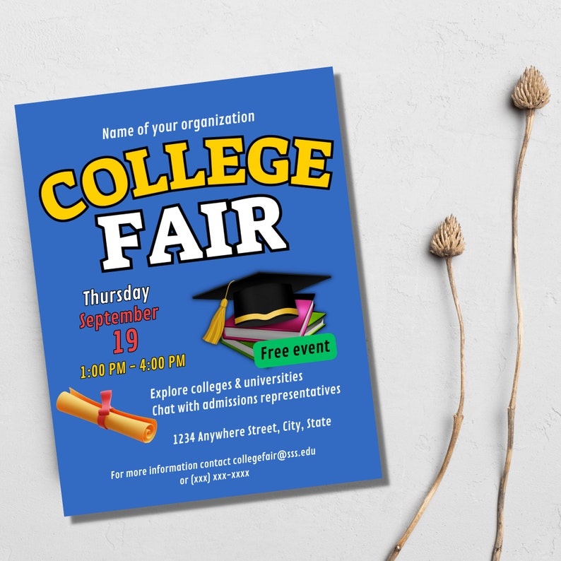College Fair Flyer, Career Fair, Community School, College Graduation ...