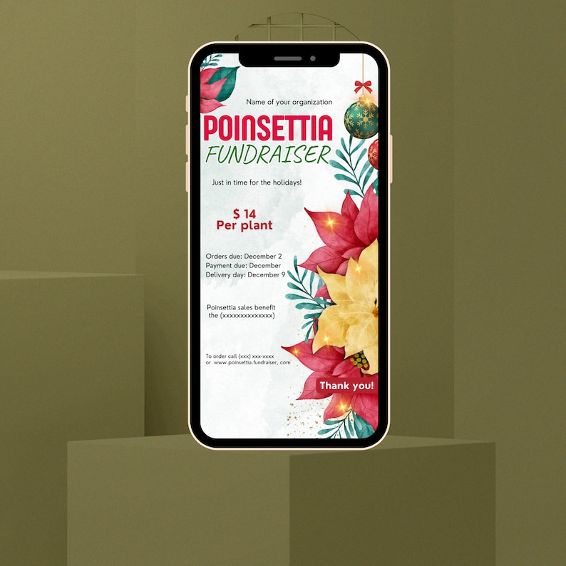 Poinsettia Fundraiser Flyer Christmas Flowers Plant Flower Sale ...