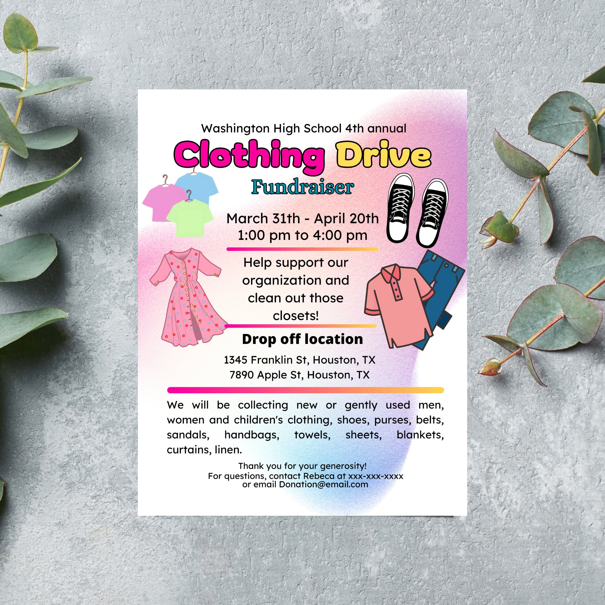 EDITABLE Clothing Drive Flyer, Editable Clothing Drive, School Church ...