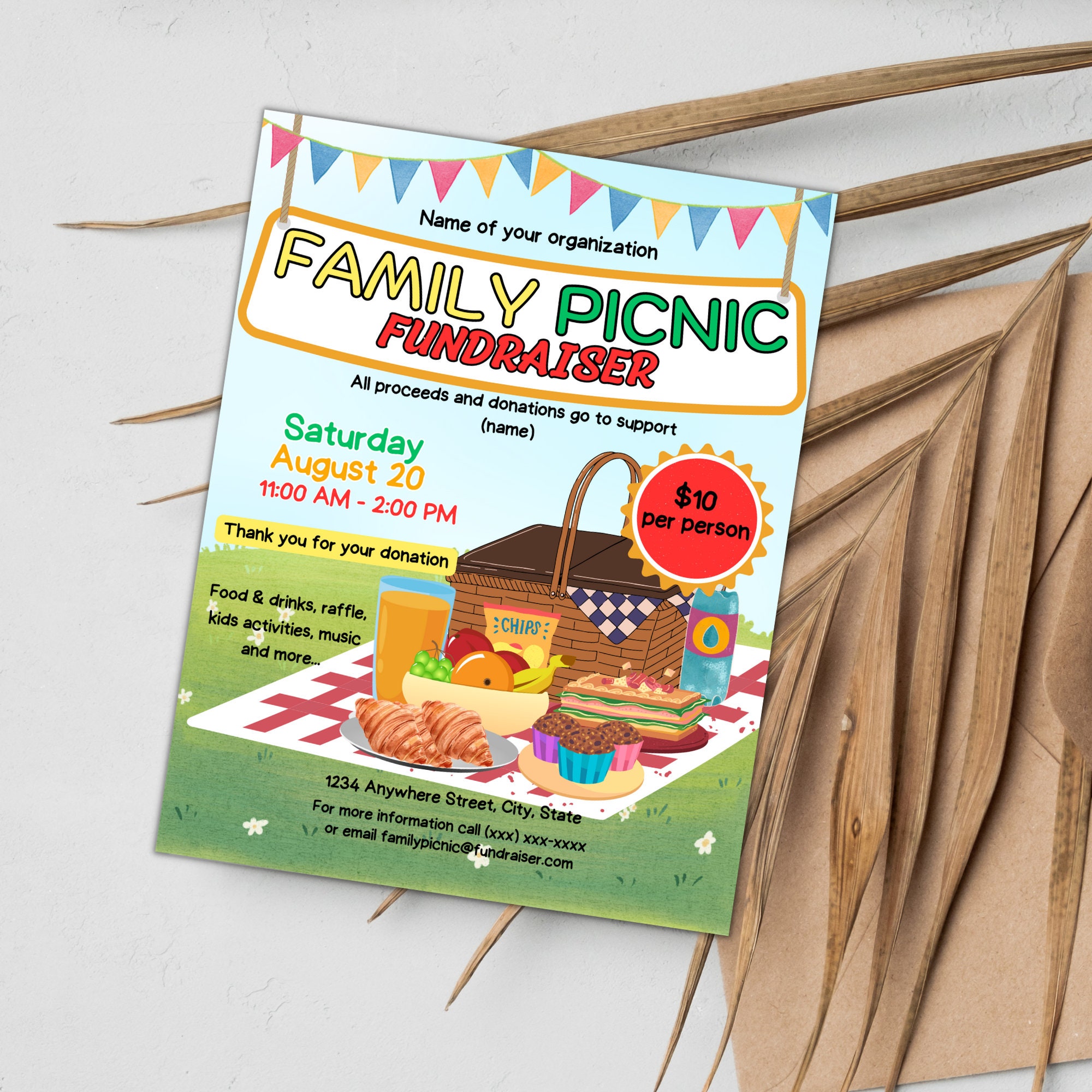 Family Picnic Fundraiser Flyer, School Fundraiser, Company Picnic ...