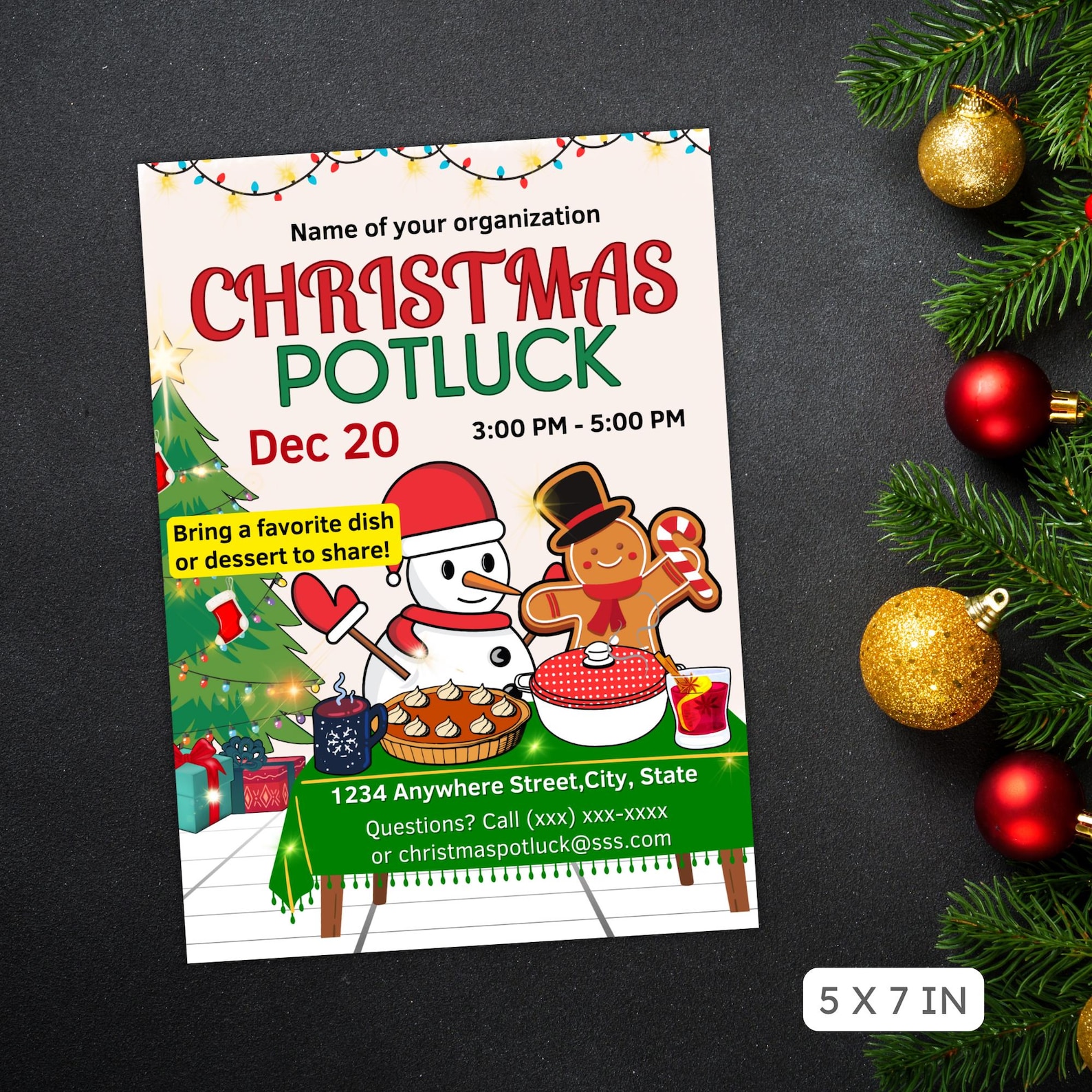Christmas Potluck Flyer Holiday Invitation Office Potluck Christmas ...