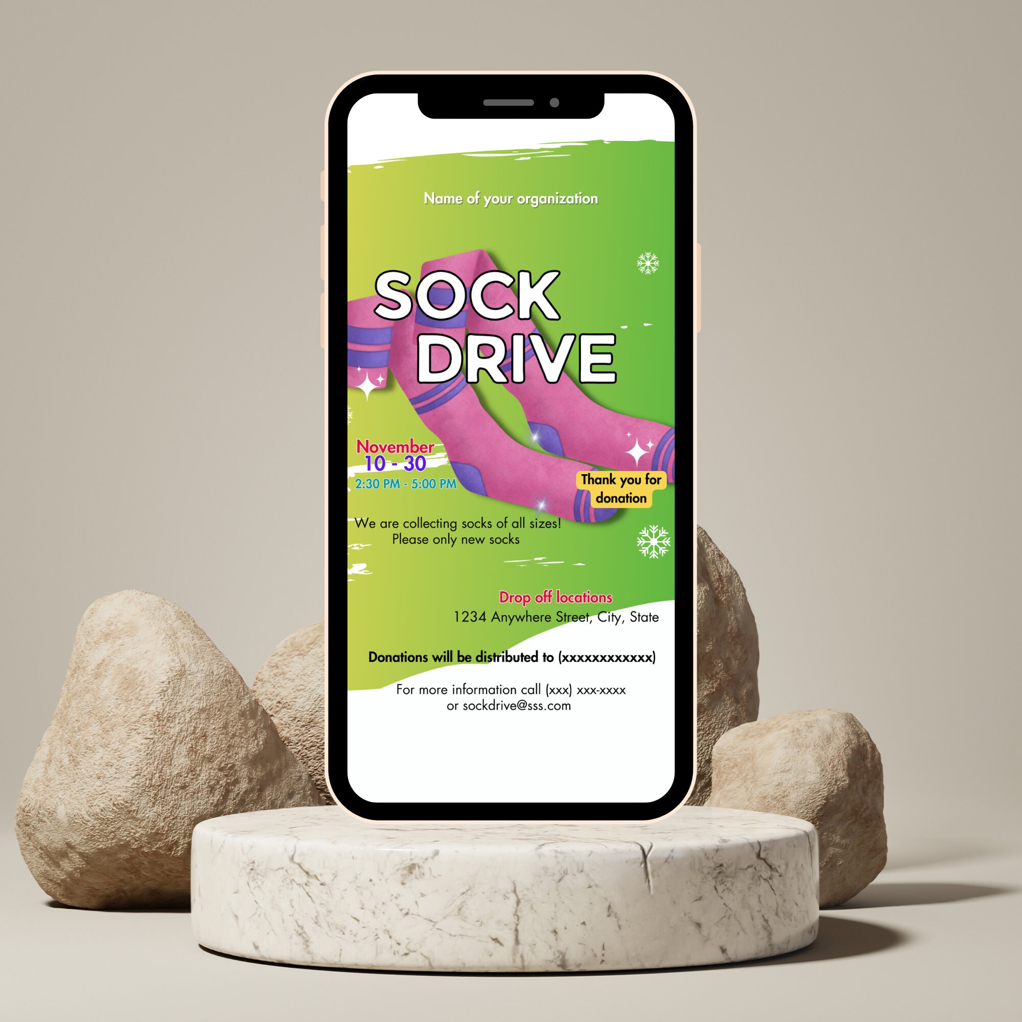 Sock Drive Flyer, Winter Clothing, Homeless Shelter, Charity Nonprofit ...