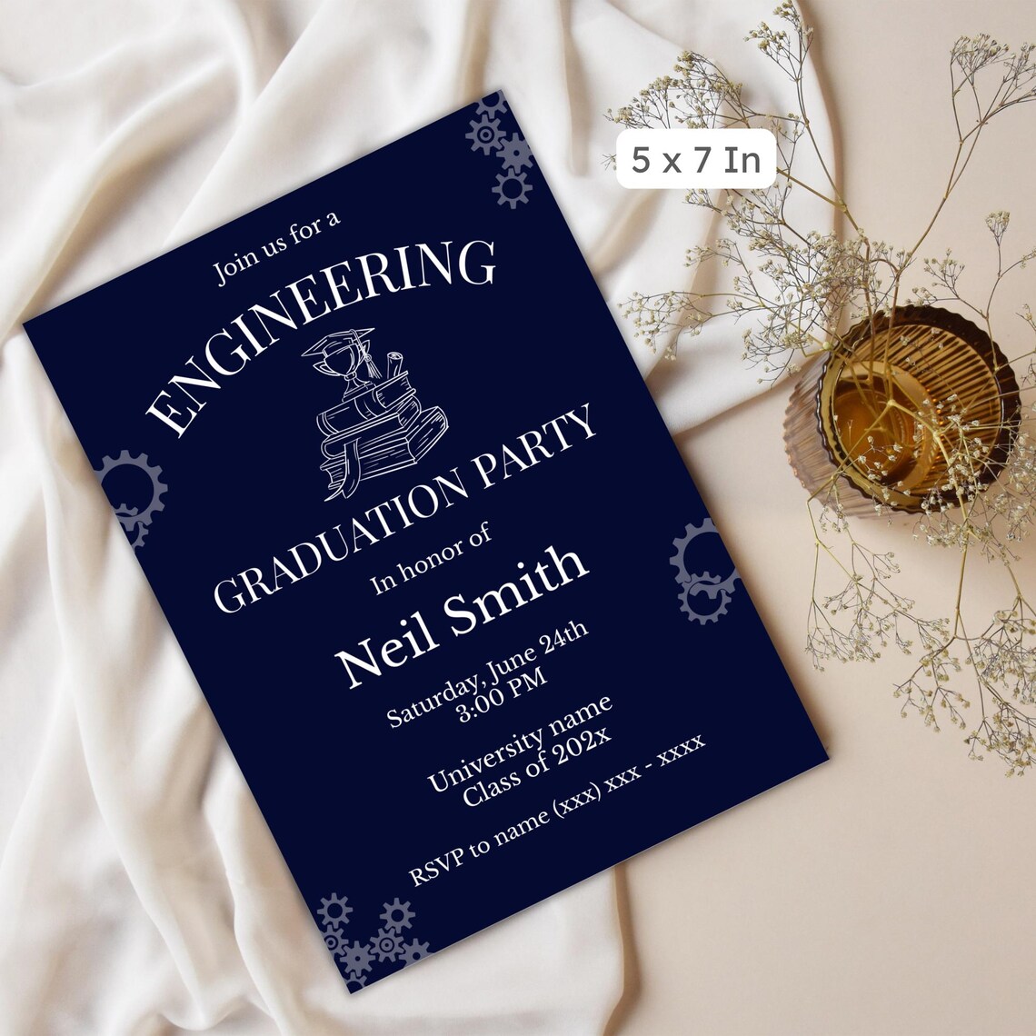 Engineering Graduation Party Invitation, Mechanical Engineer, Grad ...