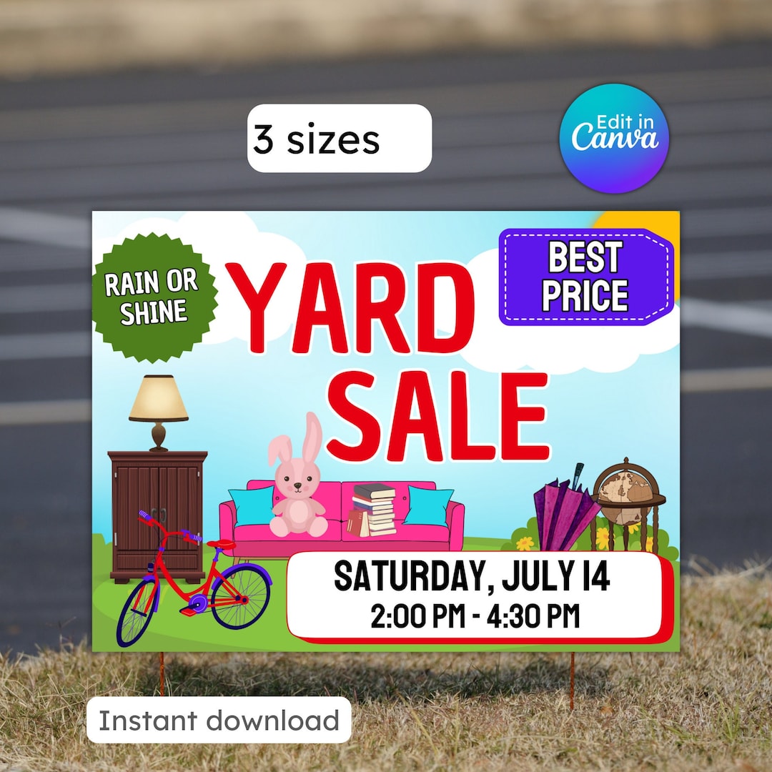 Neighborhood Yard Sale Sign Funny Garage Sale School Fundraiser ...