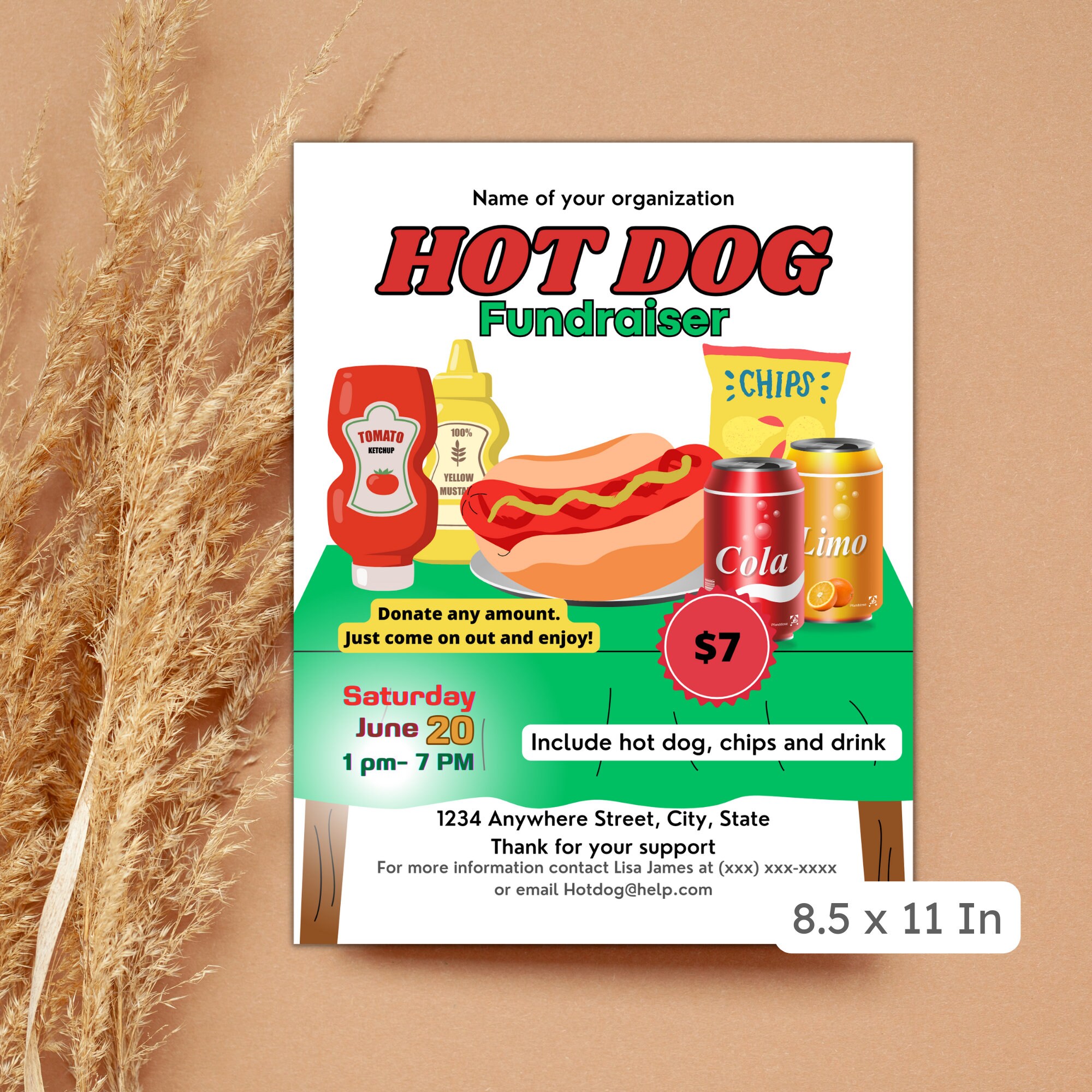 Hot Dog Fundraiser Flyer National Hot Dog Day Nonprofit Charity School ...