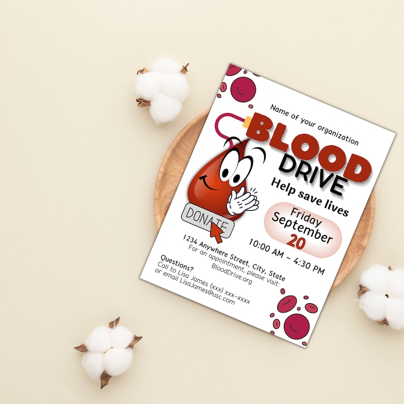 Blood Drive Flyer, Donate Blood, Donations Drive, Nonprofit Donation ...