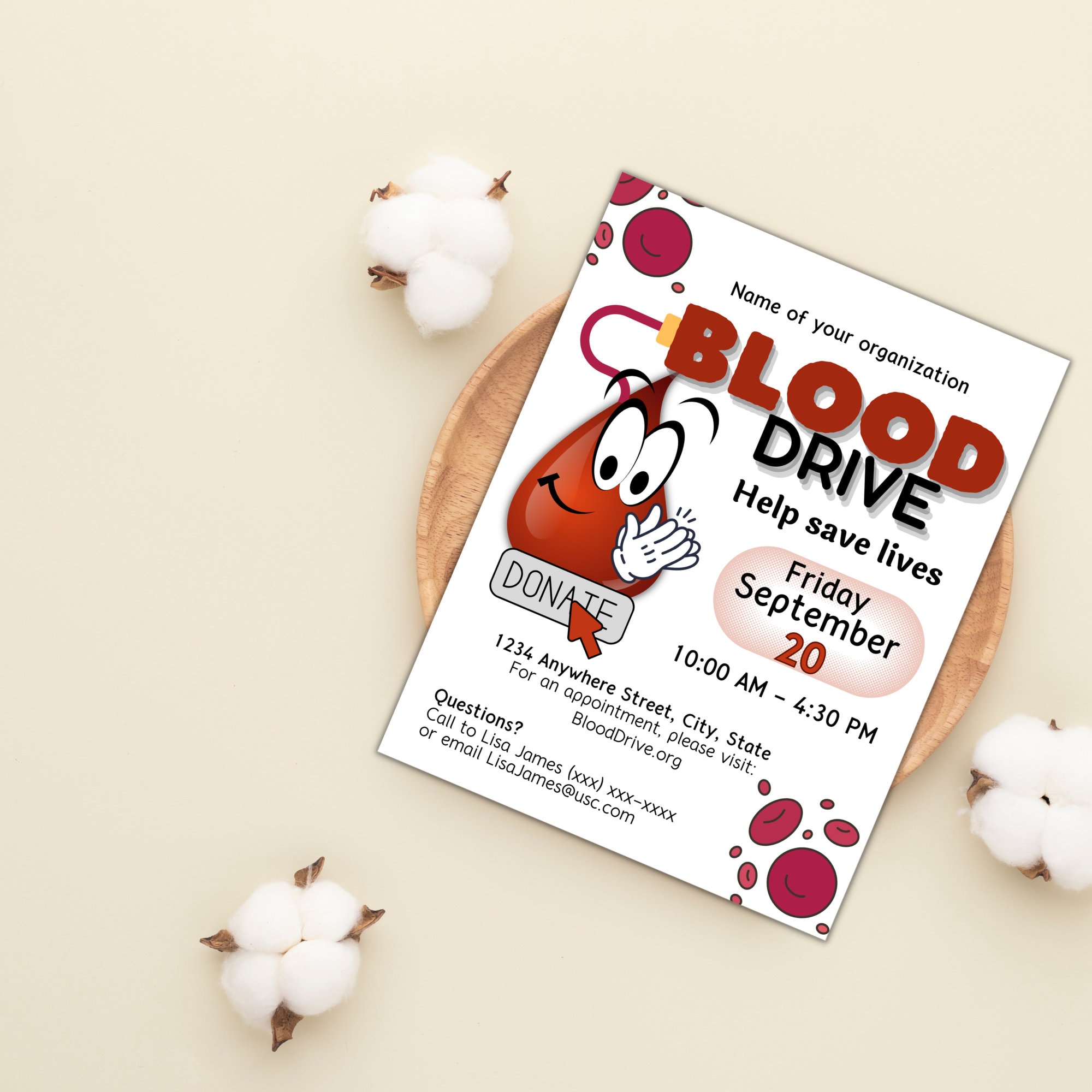 Blood Drive Flyer, Donate Blood, Donations Drive, Nonprofit Donation ...