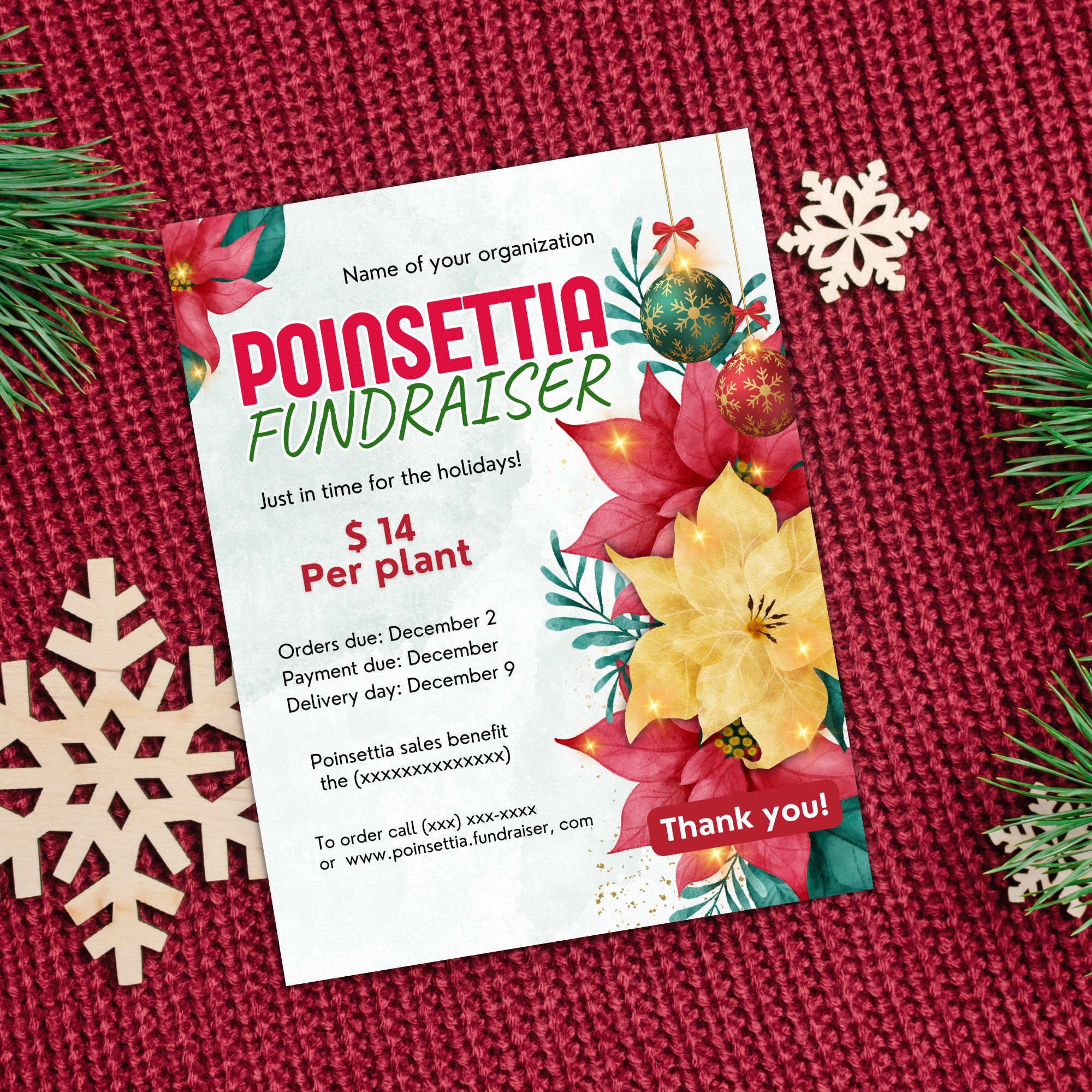 Poinsettia Fundraiser Flyer, Christmas Flowers, Plant Flower Sale ...