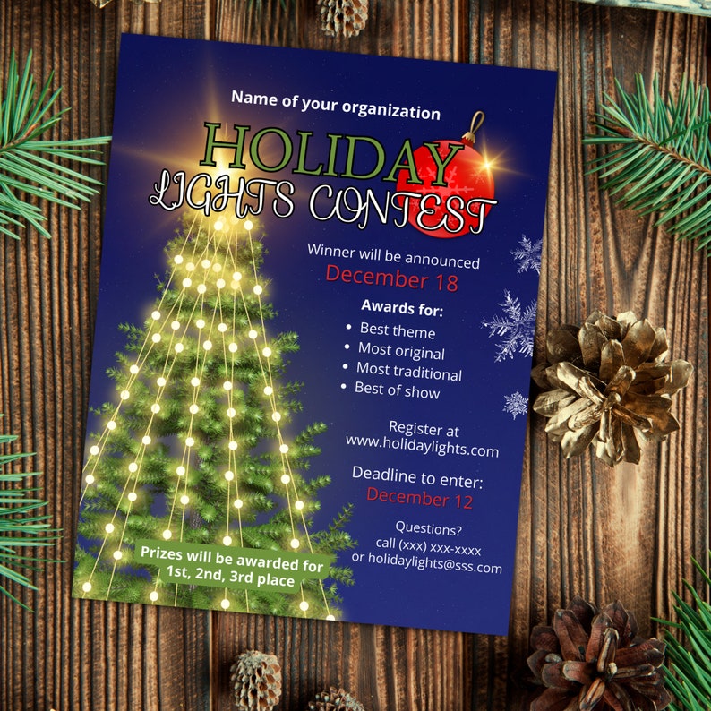 Holiday Lights Contest Flyer Christmas Tree Festival of Lights ...