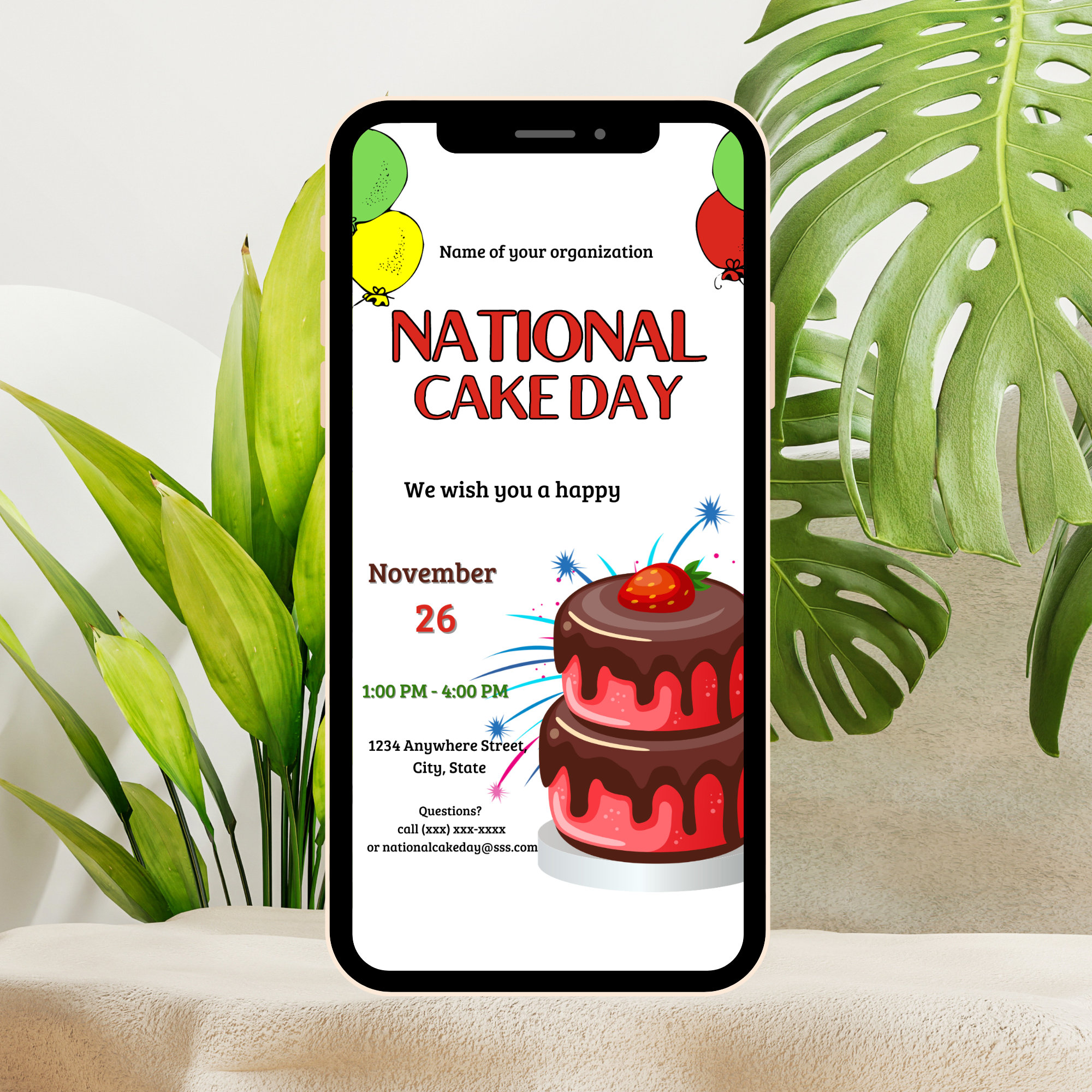 National Cake Day Flyer, Birthday Card, Any Occasion, Cake Parade ...