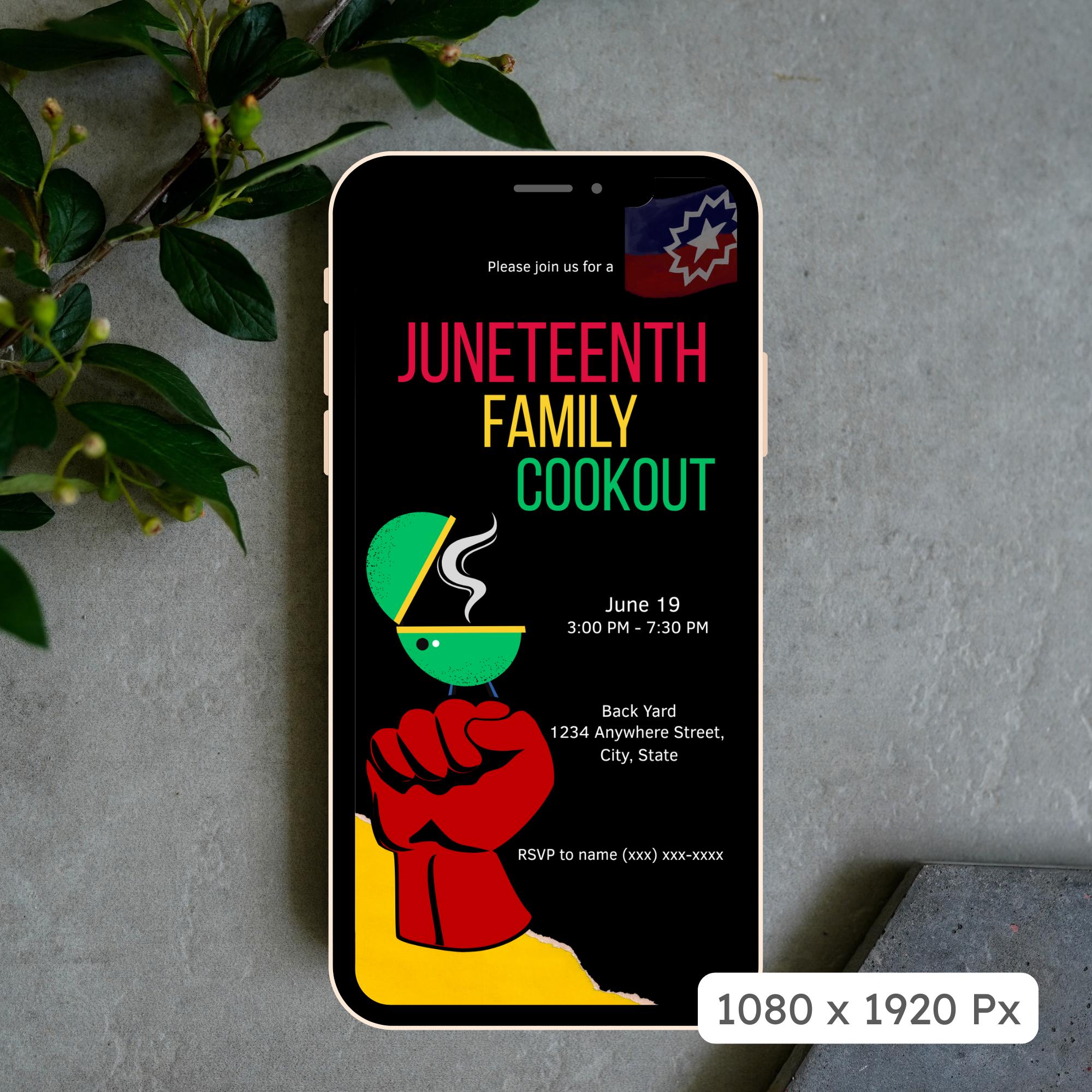 Juneteenth Family Cookout Invitation: Backyard BBQ (printable, Editable ...