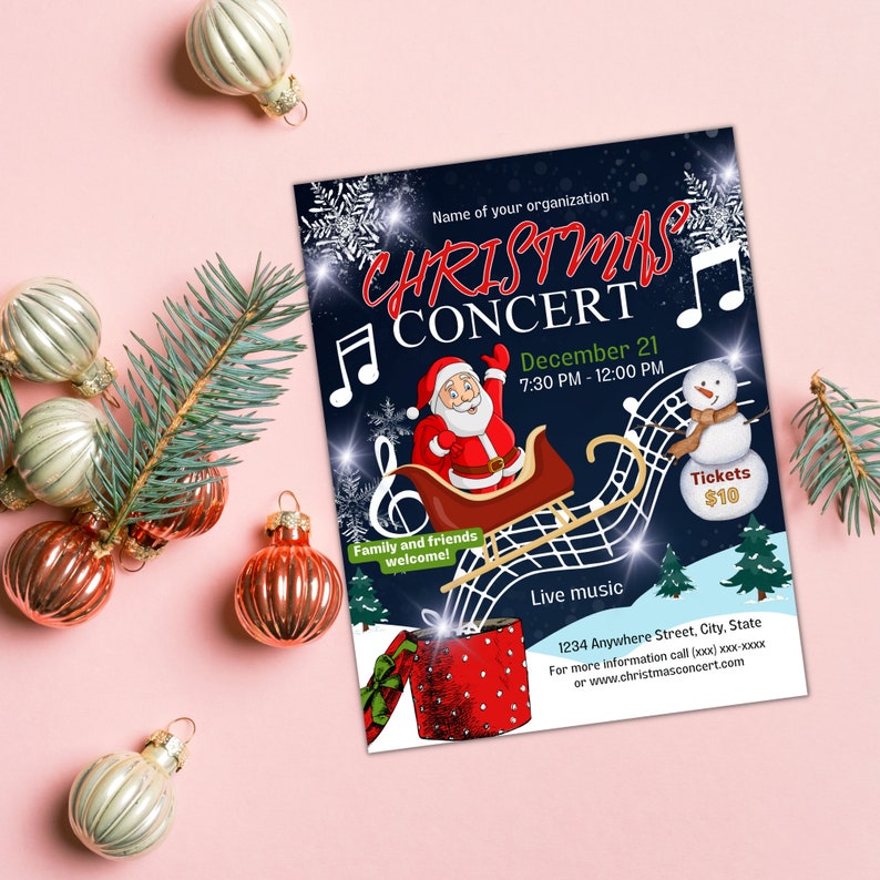 Christmas Concert Flyer, Church Invitation, Piano Recital, Fundraiser ...