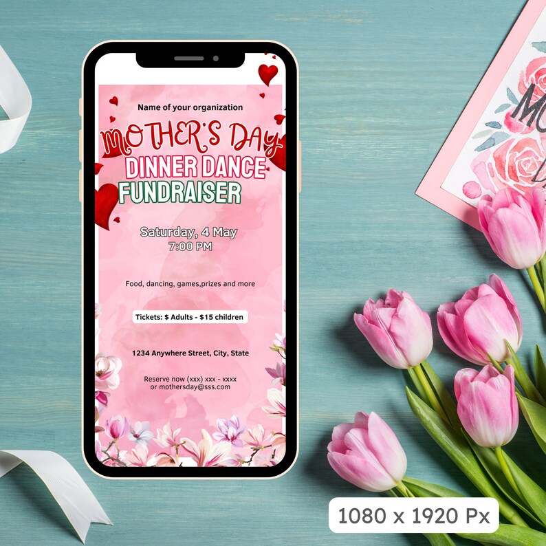 Mother's Day Dinner Dance Fundraiser Flyer, Brunch Lunch, Banquet Tea ...