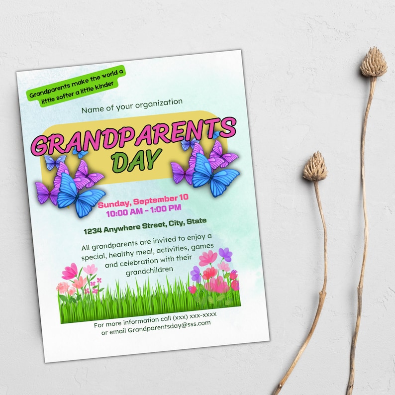 Grandparents Day Flyer Lunch School Grandparents Day Invite Family Fun ...