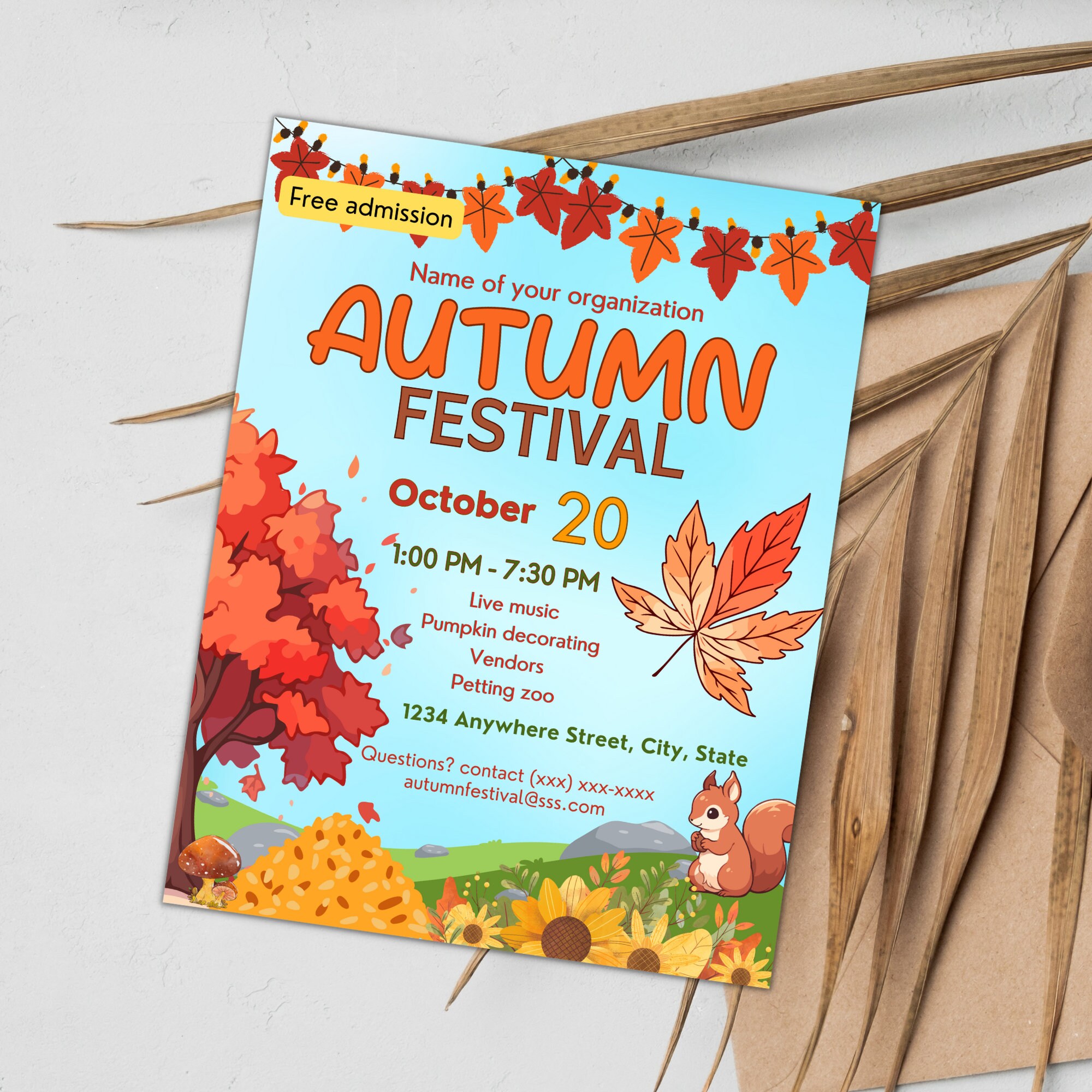 Autumn Festival Flyer Fall Invitation School Pto Pta Pumpkin Festival ...