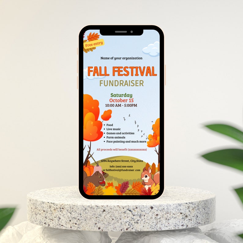 Fall Festival Fundraiser Flyer Autumn Invitation School Church Event ...