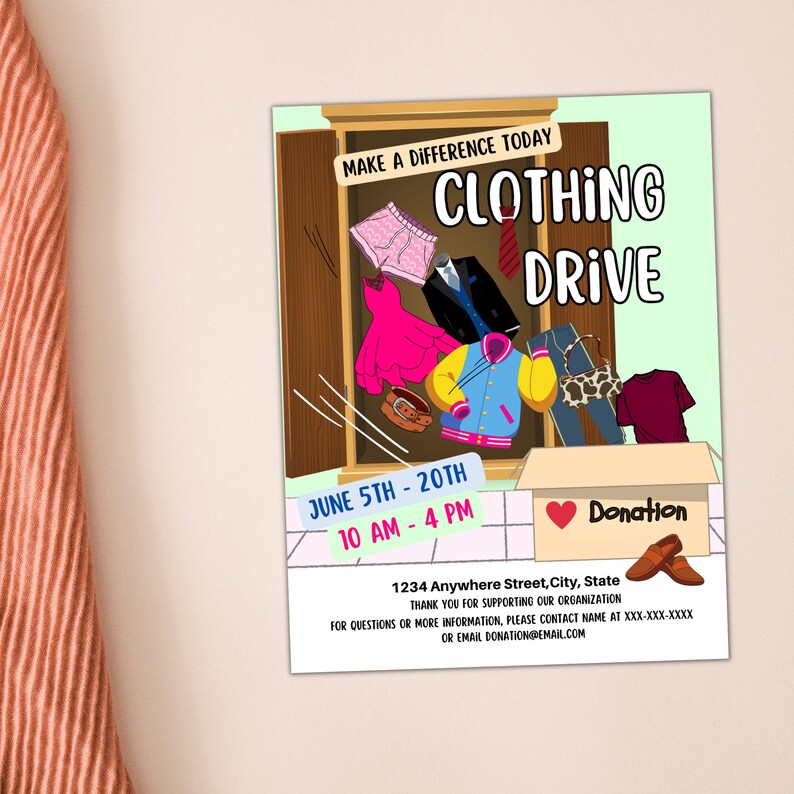 Clothing Drive Flyer Editable Clothing Drive School Fundraiser ...
