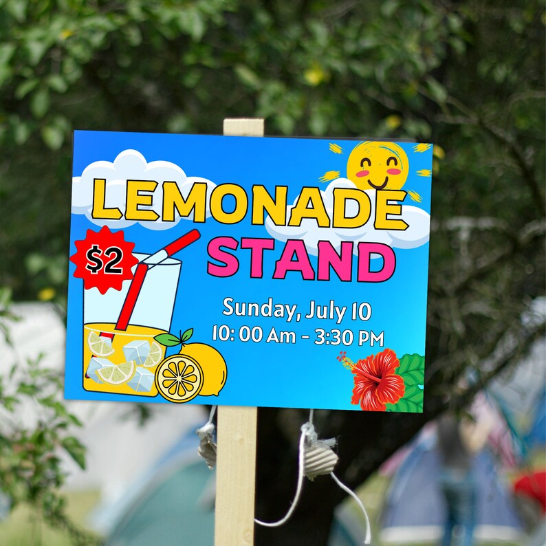 Lemonade Stand Sign Ice Cold Lemonade Personalized Sign Summer Party ...