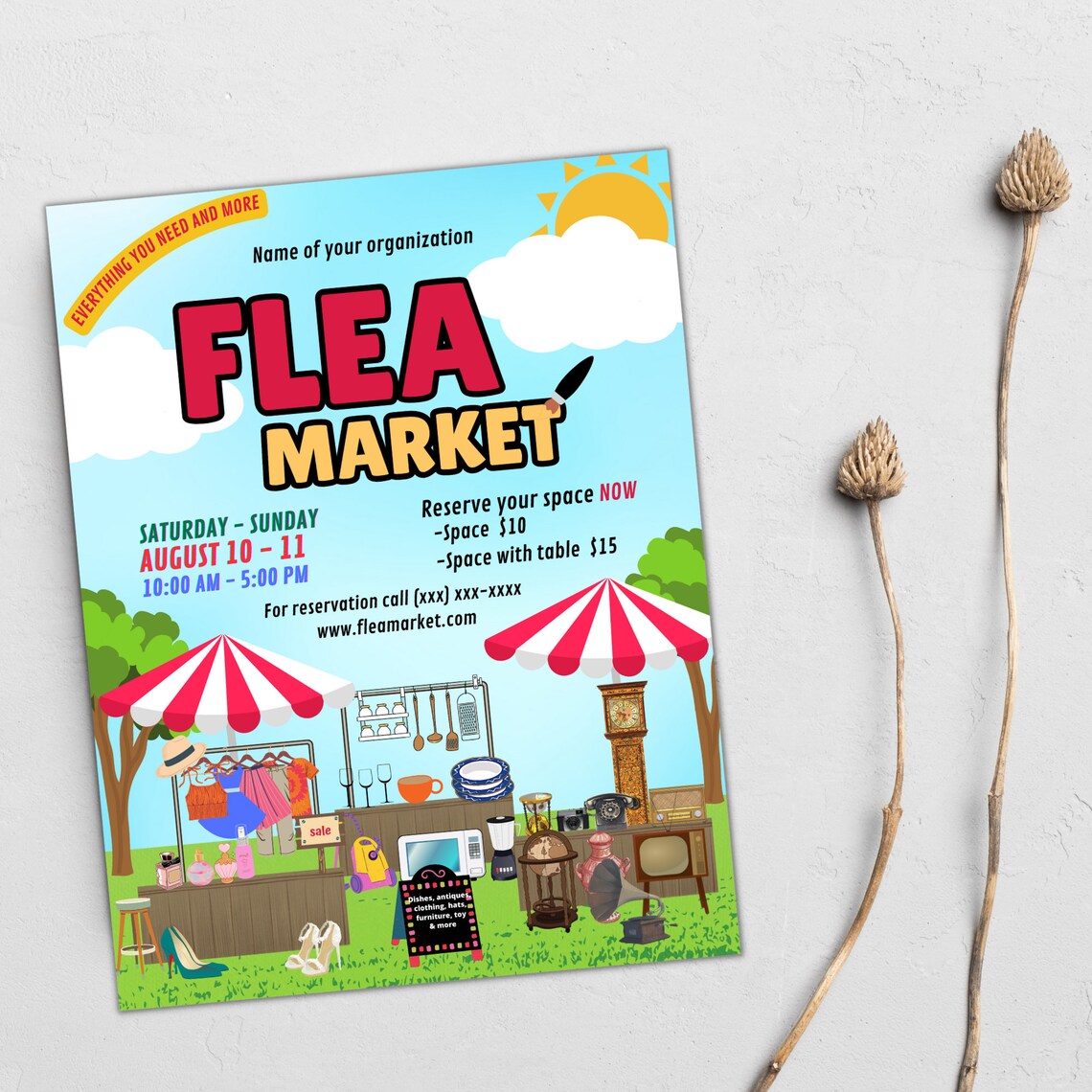 Flea Market Flyer, Community Event, Printable, Editable, Event Flyer ...